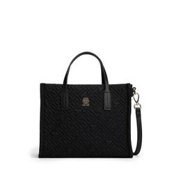 Tragetasche Tommy Hilfiger "TH CITY MINI TOTE MONO NYLON", Damen, Gr. B/H/T: 27cm x 21,5cm x 10,5cm, schwarz, Textil, Taschen, Damen Schultertasche, Businesstasche mit TH-Logopr&auml;gung