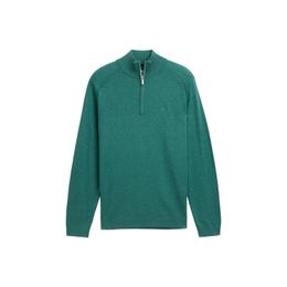 Troyer Tom Tailor, Herren, Gr. L, jasper gr&uuml;n melange, Strick, Obermaterial: 100% Baumwolle, meliert, regular fit taillenbedeckt, ohne Ausschnitt, Rippb&uuml;ndchen, Pullover Troyer, mit Logo Stickerei