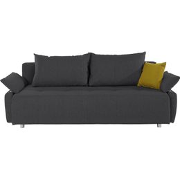 Schlafsofa Collection AB "3-Sitzer, Funtastic", dunkelgrau, B:212cm H:84cm T:96cm, Zierkissen: 100% Polyester;Struktur (100% Polyester);Kunstleder SOFTLUX;Microfaser PRIMABELLE (100% Polyester), Sofas, Schlafsofa, inkl. Bettfunktion, Bettkasten, Federkern, Frei im Raum stellbar, Topseller