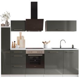 K&uuml;che respekta "Amanda", grau (k&uuml;che: grau, front: grau, korpus: wei&szlig;, arbeitsplatte: wei&szlig;), B:250cm H:200cm T:60cm, Komplettk&uuml;chen-Sets, Breite 250 cm, mit Soft-Close, exklusiver Konfiguration f&uuml;r OTTO