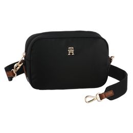 Tommy Hilfiger Damen Mini Bag "POPETTE CAMERA BAG"schwarz, Leder, Nylon, Taschen, Damen Umh&auml;ngetasche, Schultertasche mit TH-Schmuckelement
