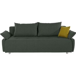 Schlafsofa Collection AB "3-Sitzer, Funtastic", flaschengr&uuml;n, B:212cm H:84cm T:96cm, Zierkissen: 100% Polyester;Struktur (100% Polyester);Kunstleder SOFTLUX;Microfaser PRIMABELLE (100% Polyester), Sofas, Schlafsofa, inkl. Bettfunktion, Bettkasten, Federkern, Frei im Raum stellbar, Topseller