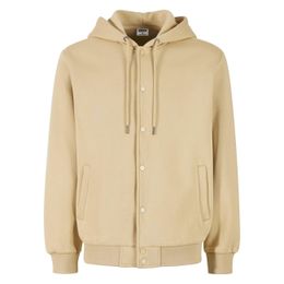 Kapuzenpullover Urban Classics "Urban Classics Fluffy Fleece Hoodjacket", Herren, Gr. L, unionbeige, 70% Baumwolle, 30% Polyester, unifarben, loose fit, ohne Ausschnitt, Pullover Kapuzenpullover
