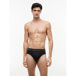 Slip "3P BRIEF DTM", Herren, Gr. L (52), 3 Stk., mid grau heather, schwarz, wei&szlig;, Jersey, Obermaterial: 95% Baumwolle, 5% Elasthan, Tommy Hilfiger Underwear, k&ouml;rpernah, Unterhosen Slip, mit Logo-Elastikbund