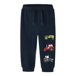 Sweathose name it "NMMVILDAR NREG SWE PANT UNB", Jungen, Gr. 122, N-Gr, navy blazer print:three tractor, Sweatware, Obermaterial: 100% Baumwolle, bedruckt, normal kn&ouml;chellang, Hosen Sweathose
