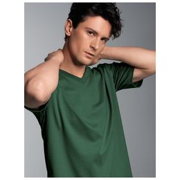 T-Shirt TRIGEMA "TRIGEMA V-Shirt DELUXE Baumwolle", Herren, Gr. L, gr&uuml;n (efeu), 100% Baumwolle, Basic, Shirts T-Shirt