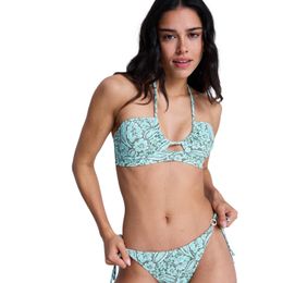 Bandeau-Bikini-Top Roxy "Wildside Paisley", Damen, Gr. L, Cup B, oil gr&uuml;n wildside paisley, Obermaterial: 85% Microfaser, 15% Elasthan;, Bikini-Oberteile