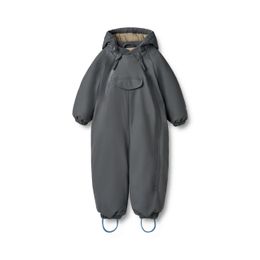 Jumpsuit Wheat "Wheat Wintersuit Evig", M&auml;dchen, Gr. 74, grau blau, 100% Polyester (Recycelt), unifarben, normal, Overalls Jumpsuit