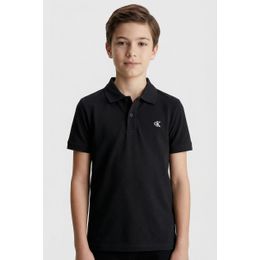 Poloshirt Calvin Klein Jeans "SOLID POLO", M&auml;dchen, Gr. 4 (104), schwarz, Single Jersey, Obermaterial: 100% Baumwolle, unifarben, regular fit normal, Rundhals, eingesetzt abgesteppte Kante, Shirts, Regular fit f&uuml;r Kinder mit Polokragen