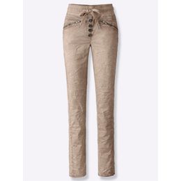 Webhose Heine, Damen, Gr. 36, Normalgr&ouml;&szlig;en, beige, 98% Baumwolle, 2% Elasthan, gemustert, unifarben, Hosen