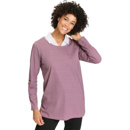 Damen Longshirt in 2-in-1-Optik ros&eacute;-orchidee-bedruckt, Gr&ouml;&szlig;e 46