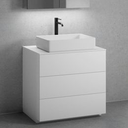 neoro n50 Unterschrank B: 80 cm mit 3 Ausz&uuml;gen, Waschtisch B: 58 cm wei&szlig; matt,, BN0065WM+BN0452WM+BN0402WH,