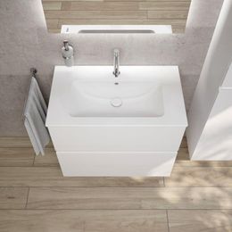 Duravit ME by Starck Waschtisch, evineo ineo5 evo Unterschrank B: 81 cm, 2 Ausz&uuml;ge, mit Griffmulde,, 233683AC00+BE0720WH,