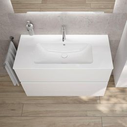 Duravit ME by Starck Waschtisch, evineo ineo5 evo Unterschrank B: 101 cm, 2 Ausz&uuml;ge, mit Griffmulde,, 233610AA00+BE0715WH,