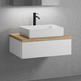 neoro n50 Unterschrank B: 80 cm mit 1 Auszug, Waschtisch B: 58 cm wei&szlig; matt,, BN0065WM+BN0412WM+BN0402W1,