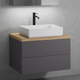 neoro n50 Unterschrank B: 80 cm mit 2 Ausz&uuml;gen, Waschtisch B: 58 cm wei&szlig; matt,, BN0065WM+BN0422GR+BN0402W1,