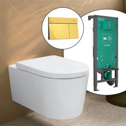 Hansgrohe LivaFine Wand-WC mit AquaHelix Flush, Komplett-SET mit iFrame Vorwandelement und Element E Bet&auml;tigungsplatte, 61188450+66003990#SET,