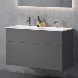 neoro n50T46 Unterschrank B: 120 mit 4 Ausz&uuml;gen, Doppelwaschtisch softcube wei&szlig; matt,, BN0086GR,