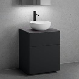 neoro n50 Unterschrank B: 60 cm mit 2 Ausz&uuml;gen, Waschtisch &Oslash; 40 cm wei&szlig; matt,, BN0064WM+BN0441BM+BN0401GR,