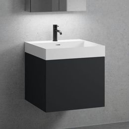 neoro n50 Unterschrank B: 60 cm mit 1 Auszug, Waschtisch mit 1 Hahnloch wei&szlig; matt,, BN0137WM+BN0431BM,