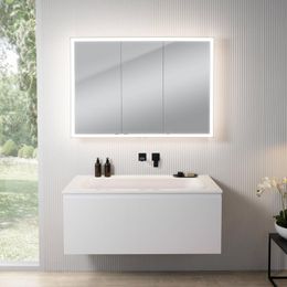 rivea Dia Unterschrank B: 121 cm mit 1 Auszug, Waschtisch ohne Hahnloch wei&szlig;, mit n60 Spiegelschrank f&uuml;r die Schweiz,, BR0039WM+BR0056WH+BN0502MI,