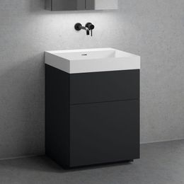neoro n50 Unterschrank B: 60 cm mit 2 Ausz&uuml;gen, Waschtisch ohne Hahnloch wei&szlig; matt,, BN0133WM+BN0441BM,