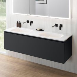 rivea Dia Unterschrank B: 161 cm mit 1 Auszug, Doppelwaschtisch ohne Hahnloch wei&szlig;,, BR0045BM+BR0805WH,