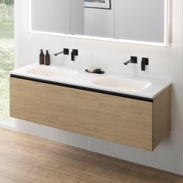 rivea Dia Unterschrank B: 161 cm mit 1 Auszug, Doppelwaschtisch ohne Hahnloch wei&szlig;,, BR0045SO+BR0805WH,