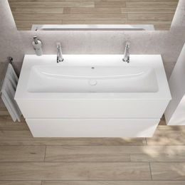 Duravit ME by Starck Doppelwaschtisch, evineo ineo5 evo Unterschrank B: 121 cm, 2 Ausz&uuml;ge, mit Griffmulde,, 236112AA24+BE0716WM,