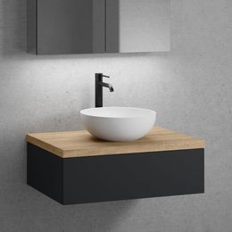 neoro n50 Unterschrank B: 80 cm mit 1 Auszug, Waschtisch &Oslash; 40 cm wei&szlig; matt,, BN0064WM+BN0412BM+BN0402W1,