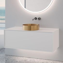 neoro n60 Unterschrank B: 120 cm mit 1 Auszug, Waschtisch gold geb&uuml;rstet,, BN0734BG+BN0757WM,