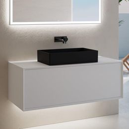 neoro n60 Unterschrank B: 120 cm mit 1 Auszug, Waschtisch schwarz matt,, BN0944BM+BN0757WM,
