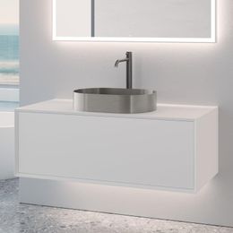 neoro n60 Unterschrank B: 120 cm mit 1 Auszug, Waschtisch edelstahl geb&uuml;rstet,, BN0737BS+BN0757WM,