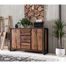 Sideboard Sit "Live Edge", beige (natur), B:140cm H:90cm T:40cm, Massivholz, Metall, Sideboards, Sideboard, aus Akazienholz, markante Baumkanten in der Front, in zwei Breiten