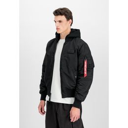 Bomberjacke Alpha Industries "MA-1 ZH Back Print", Herren, Gr. S, schwarz-wei&szlig; (95 schwarz, wei&szlig;), Web, Obermaterial: 100% Nylon. Futter: 100% Nylon. Kapuze: 75% Baumwolle, 25% Polyester, bedruckt, slim fit normal, Rundhals, Rippb&uuml;ndchen, Jacken Bomberjacke, Kunstfaser, slim fit