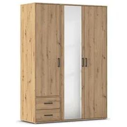 Dreht&uuml;renschrank Rauch "Kleiderschrank Schrank Garderobe W&auml;scheschrank VOYAGER", braun (eiche artisan), B:140cm H:194cm T:53cm, Holzwerkstoff, Schr&auml;nke, Dreht&uuml;renschrank, mit modernen Griffen in Graumetallic, inkl. Schubk&auml;sten und Spiegel