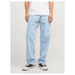Jack & Jones Relax-fit-Jeans JACK & JONES "JJIEDDIE mit hoher Taille und lockerer Passform", Herren, Gr. 29, L&auml;nge 30, blau (blau denim), Denim/Jeans, Obermaterial: 100% Baumwolle, leichte Abriebeffekte, loose fit lang, Jeans, Baumwolle, relax fit