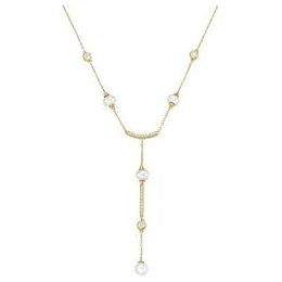 Collier "mit S&uuml;&szlig;wasser-Perlen und Zirkonia, Silber 925", gold, Giorgio Martello MILANO, Halsketten, Damen, 45cm, Silber 925 (Sterlingsilber), Collier