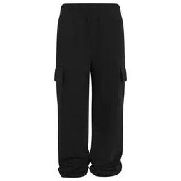 Cargohose Urban Classics "Urban Classics Girls Baggy Light Terry Sweat Pants", M&auml;dchen, Gr. 158/164, Normalgr&ouml;&szlig;en, schwarz, 60% Baumwolle, 40% Polyester, unifarben, normal, Hosen Cargohose