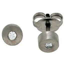 Paar Ohrstecker Jobo "Ohrringe Titanohrringe 5 mm", titanfarben, Ohrringe, Damen, 4,9mm, SI = kleine Einschl&uuml;sse, Diamanten Titan, Diamanten, Titan, Titan mit 2 Diamanten