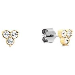 Paar Ohrstecker Tommy Hilfiger "ESSENTIAL EARRINGS", gelbgoldfarben, edelstahlfarben, kristallwei&szlig;, kristallwei&szlig;, Ohrringe, Damen, Edelstahl, mit Glasstein