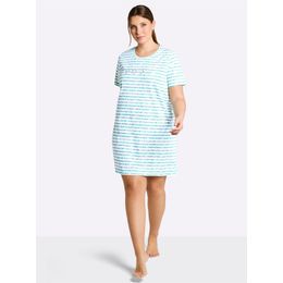 w&auml;schepur sheego Gro&szlig;e Gr&ouml;&szlig;en Kurzarm Sleepshirts, mint + mint-gestreift, Gr&ouml;&szlig;e 48/50 - Damen