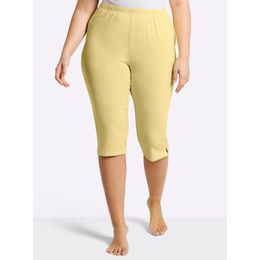 feel good sheego Gro&szlig;e Gr&ouml;&szlig;en Capri-Hosen, wei&szlig; + zitrone, Gr&ouml;&szlig;e 52/54 - Damen