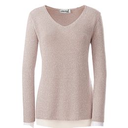 sheego Gro&szlig;e Gr&ouml;&szlig;en Strickpullover aus Melangegarn, beige-meliert, Gr&ouml;&szlig;e 50 - Damen