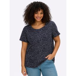 sheego Gro&szlig;e Gr&ouml;&szlig;en T-Shirt mit Herzchen-Dessin, marine-bedruckt, Gr&ouml;&szlig;e 52 - Damen