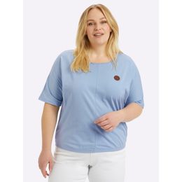 sheego Gro&szlig;e Gr&ouml;&szlig;en Kurzarmshirt mit Fledermaus&auml;rmeln, eisblau, Gr&ouml;&szlig;e 54 - Damen