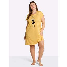 w&auml;schepur sheego Gro&szlig;e Gr&ouml;&szlig;en Sleepshirts in Oversize-Form, gelb-graphit + anthrazit-graphit, Gr&ouml;&szlig;e 52/54 - Damen