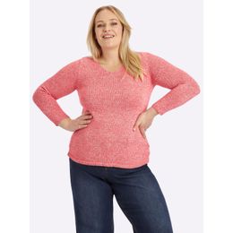 sheego Gro&szlig;e Gr&ouml;&szlig;en Strickpullover aus Melangegarn, koralle-meliert, Gr&ouml;&szlig;e 54 - Damen