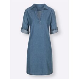 sheego Gro&szlig;e Gr&ouml;&szlig;en Jeanskleid in Schlupfform, blue-bleached, Gr&ouml;&szlig;e 52 - Damen