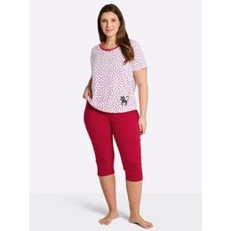 w&auml;schepur sheego Gro&szlig;e Gr&ouml;&szlig;en Capri-Schlafanz&uuml;ge mit Katzenmotiven, wei&szlig;-schwarz-bedruckt + wei&szlig;-rot-bedruckt, Gr&ouml;&szlig;e 48/50 - Damen